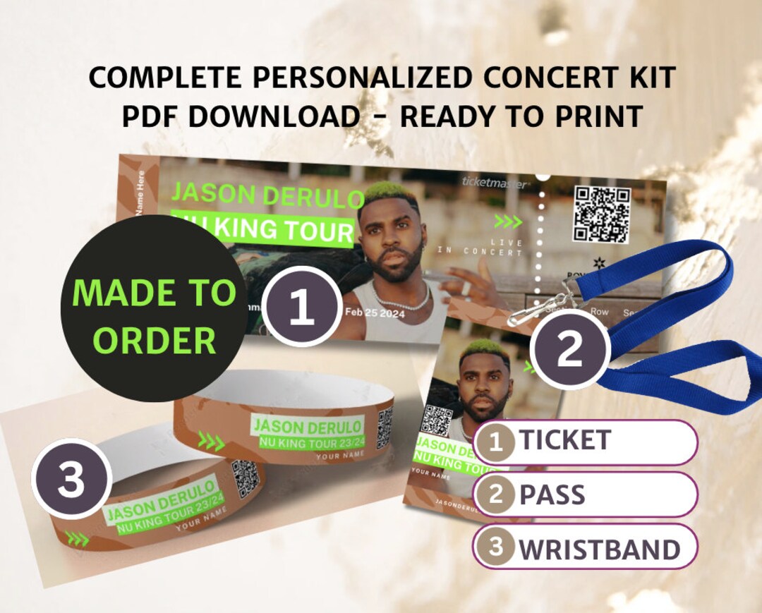 Jason Derulo NU KING Tour Concert Kit Personalized Collectors Ticket ...
