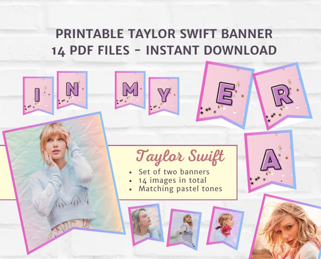 Printable Taylor Swift Banner Pastel Pennant Digital Merch Swifties ...