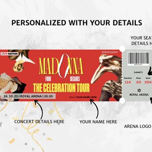 MADONNA Exclusive Merch the Celebration Tour Collectors Concert Ticket ...
