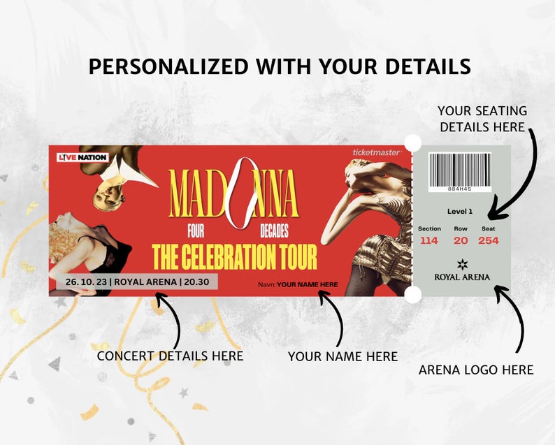 MADONNA Exclusive Merch the Celebration Tour Collectors Concert Ticket ...