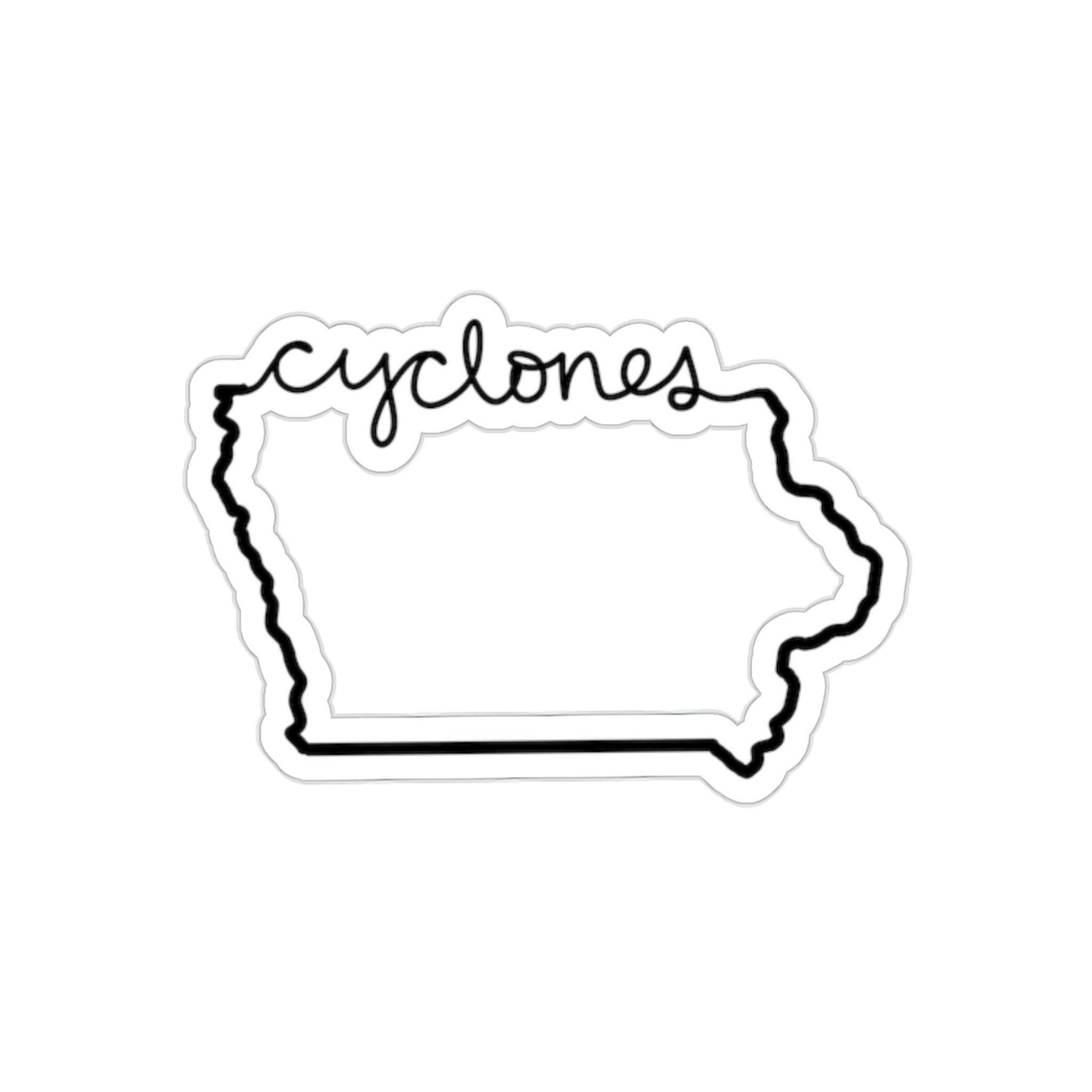State Outline Cursive Stickers | State Pride | Iowa State Cyclones Kiss ...