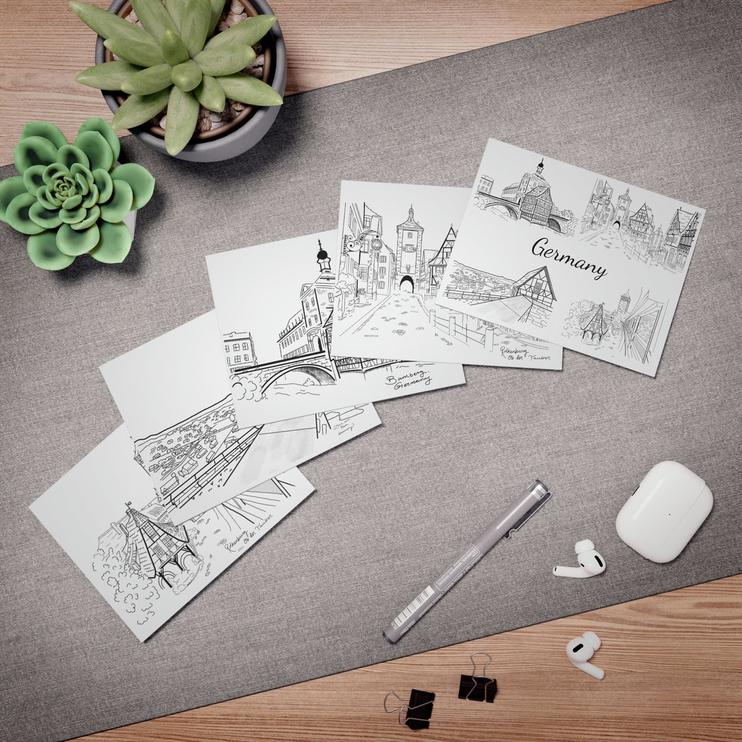 German Stencil Multi-design Greeting Cards (5-pack) - Etsy