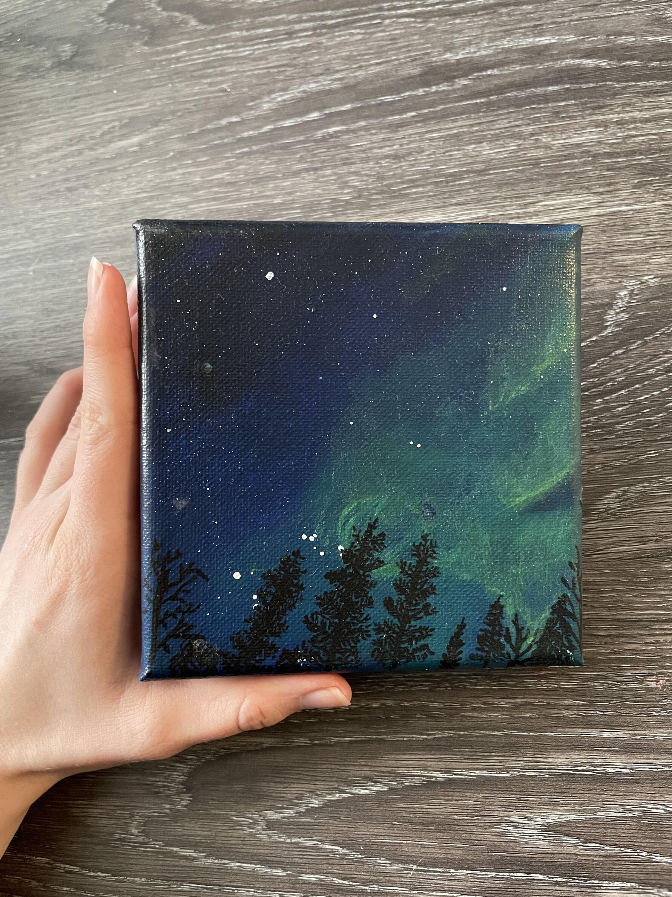 Mini Night Sky Hand Painted 4x4 Canvas - Etsy