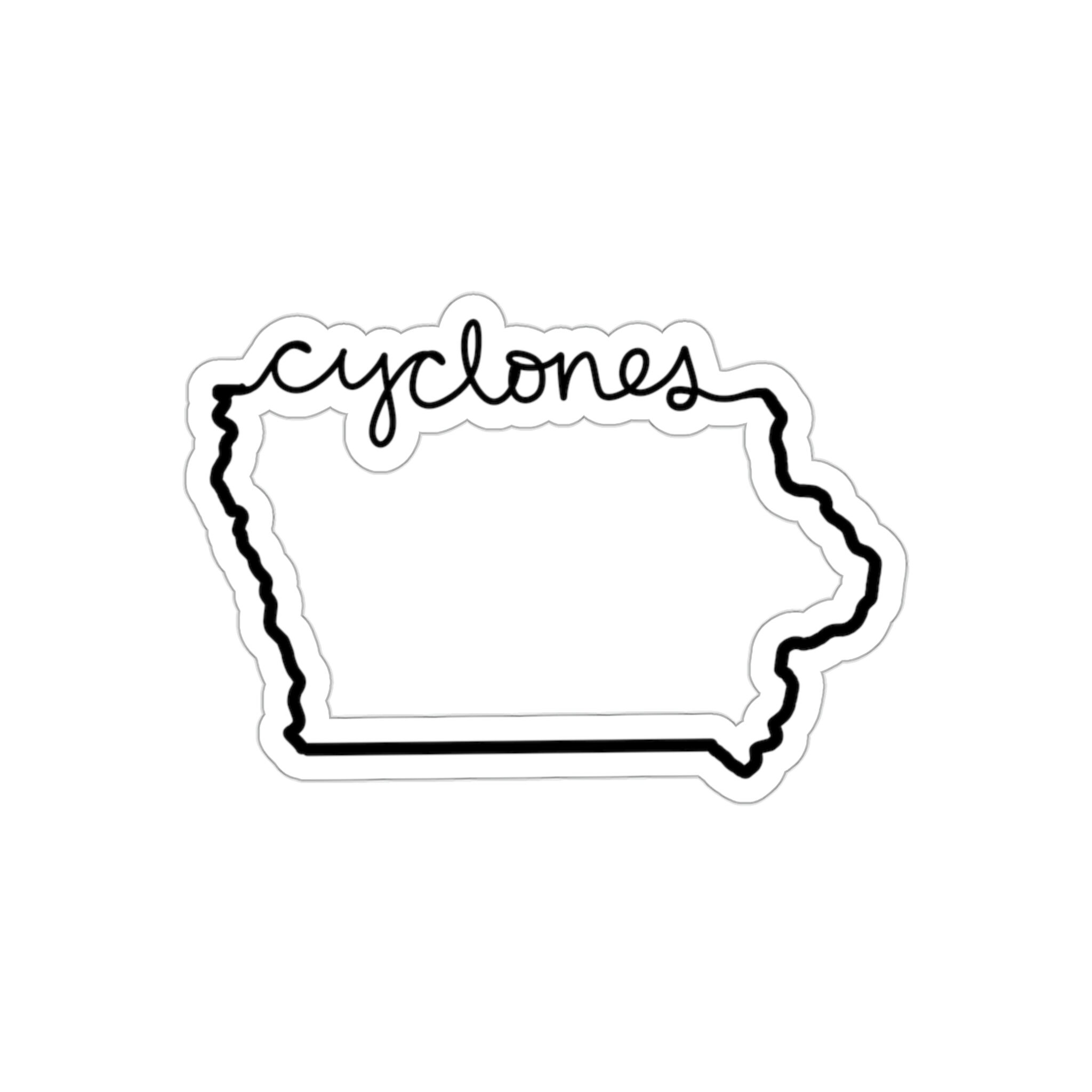 State Outline Cursive Stickers | State Pride | Iowa State Cyclones Kiss ...
