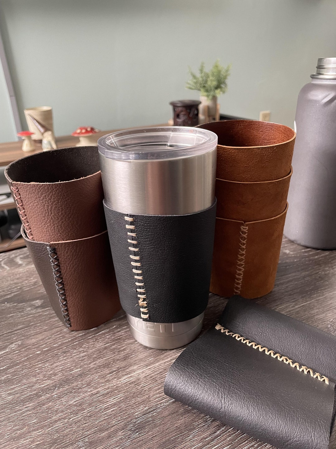 Handmade Leather Insulated YETI Mug Grips - Etsy