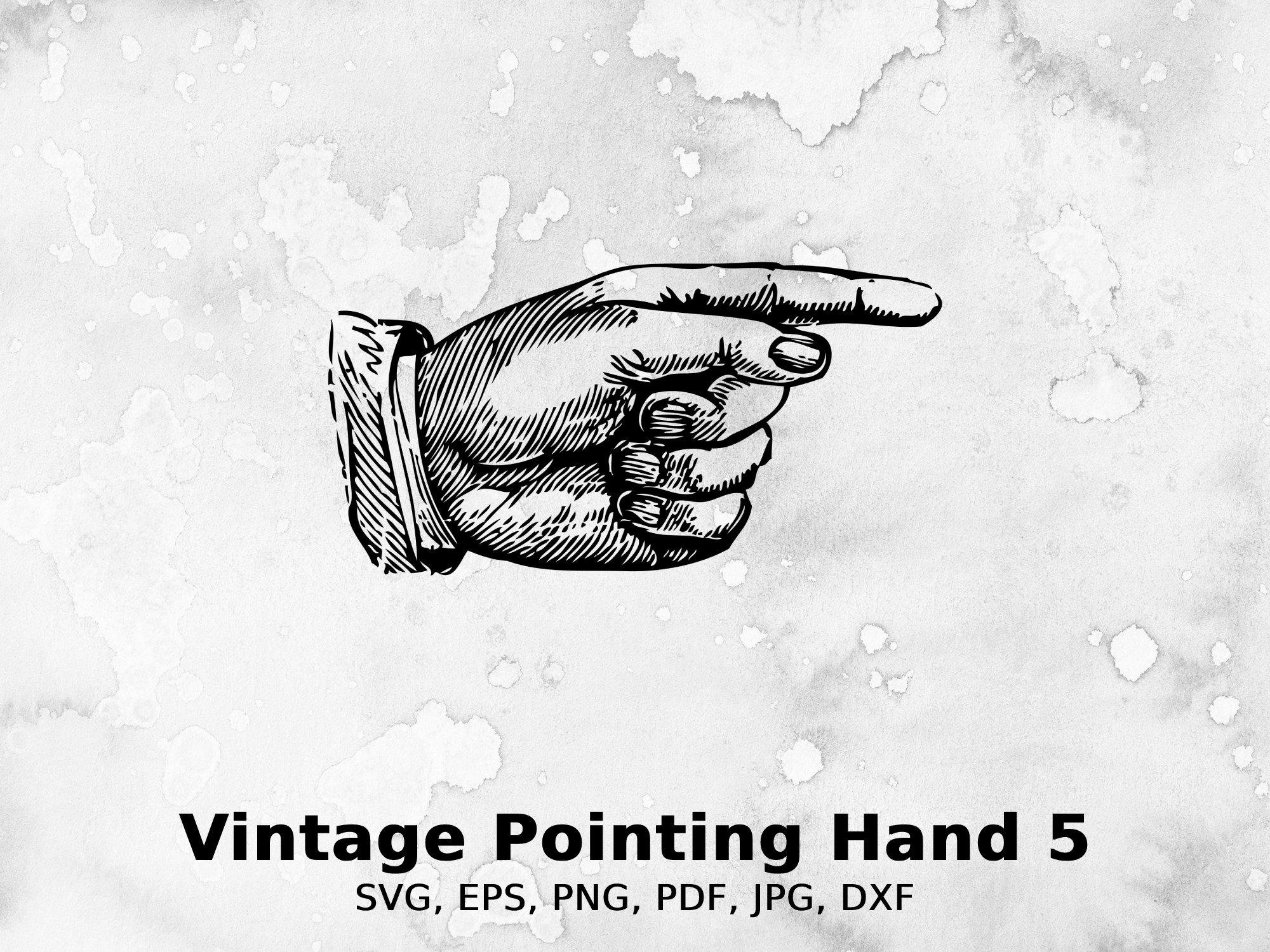 Vintage Pointing Hand 5 Vector Illustration | Vintage, Hand, Stick ...