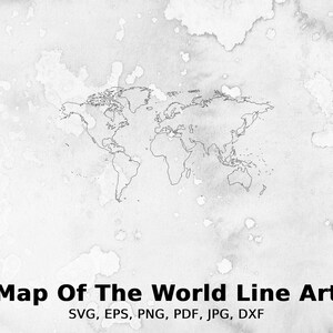 Map of the World Line Art Vector Illustration | Retro, Vintage, Collage ...