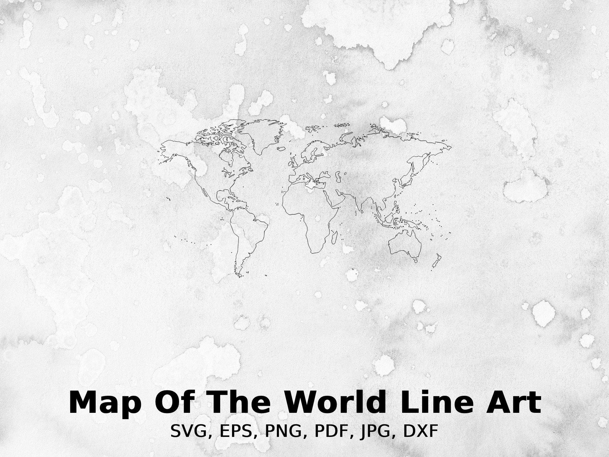 Map of the World Line Art Vector Illustration | Retro, Vintage, Collage ...
