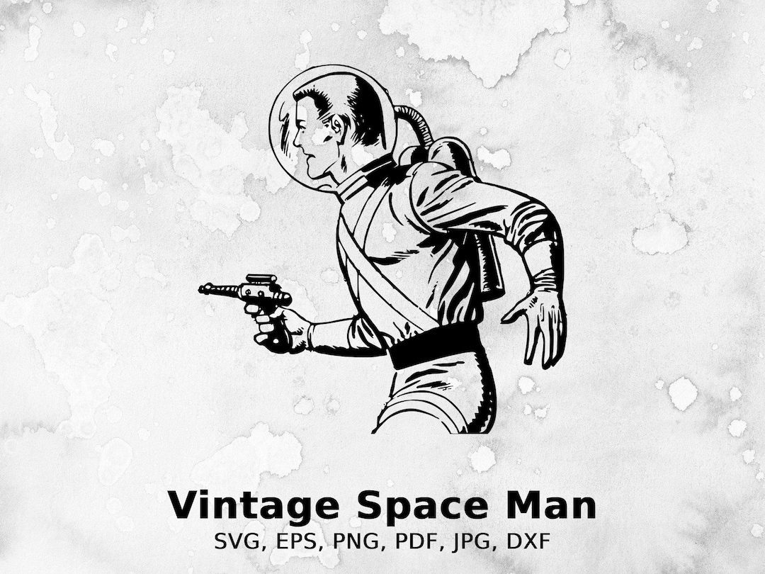 Vintage Space Man Vector Illustration | Cartoon, Astronaut, Galaxy ...