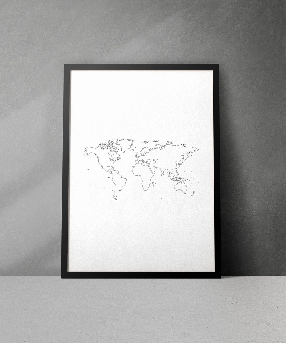 Map of the World Line Art Vector Illustration Retro, Vintage, Collage ...
