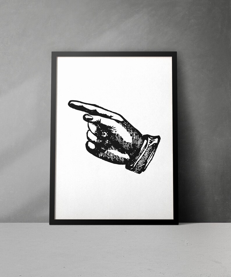 Vintage Pointing Hand 4 Vector Illustration | Vintage, Pointing, Hand ...