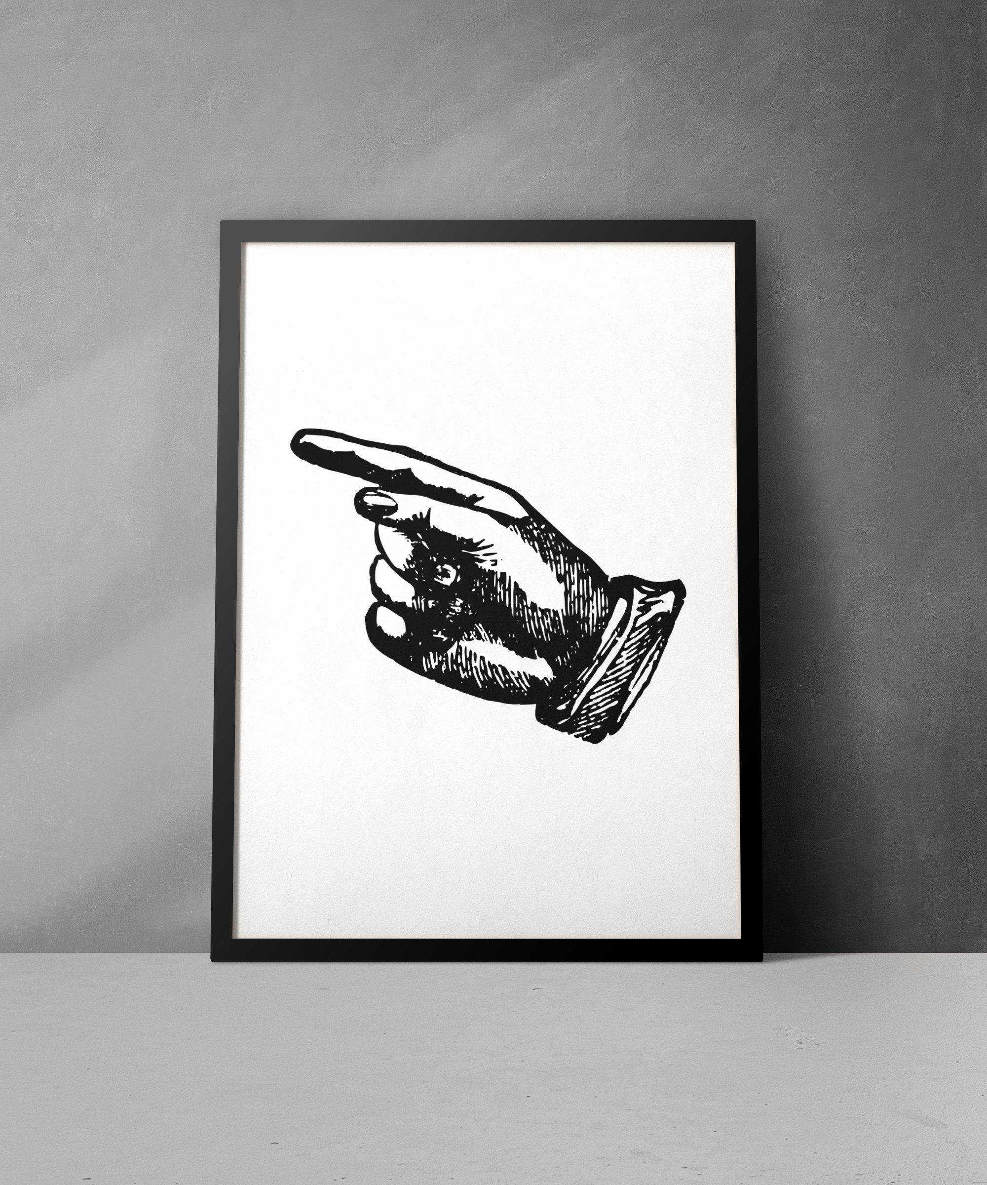 Vintage Pointing Hand 4 Vector Illustration | Vintage, Pointing, Hand ...