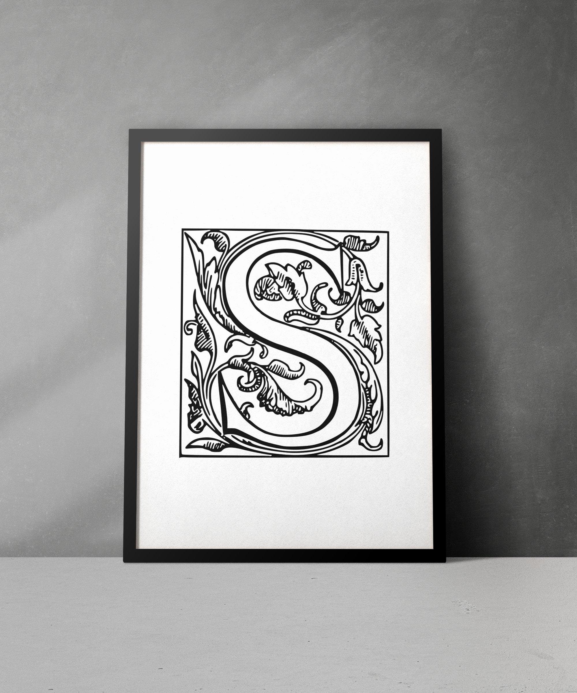 Vintage Ornate Letter S Vector Illustration | Modern, Monogram, Letter ...