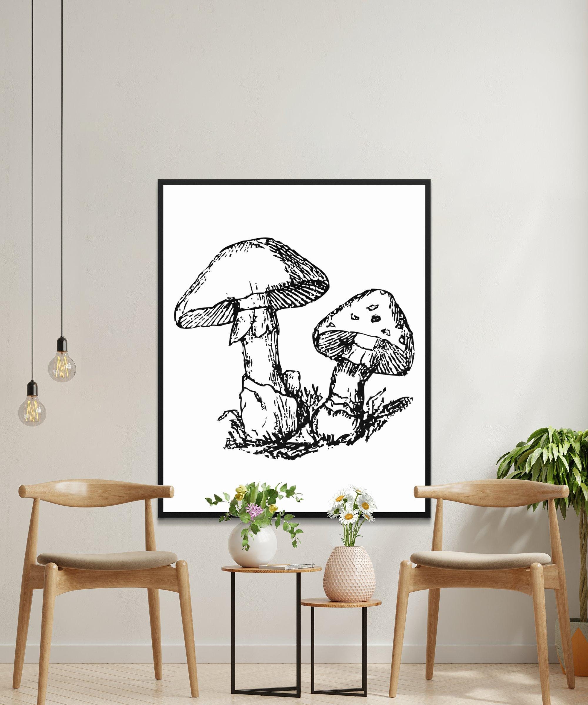 Vintage Mushroom Vector Illustration | Retro Graphic (digital Download ...
