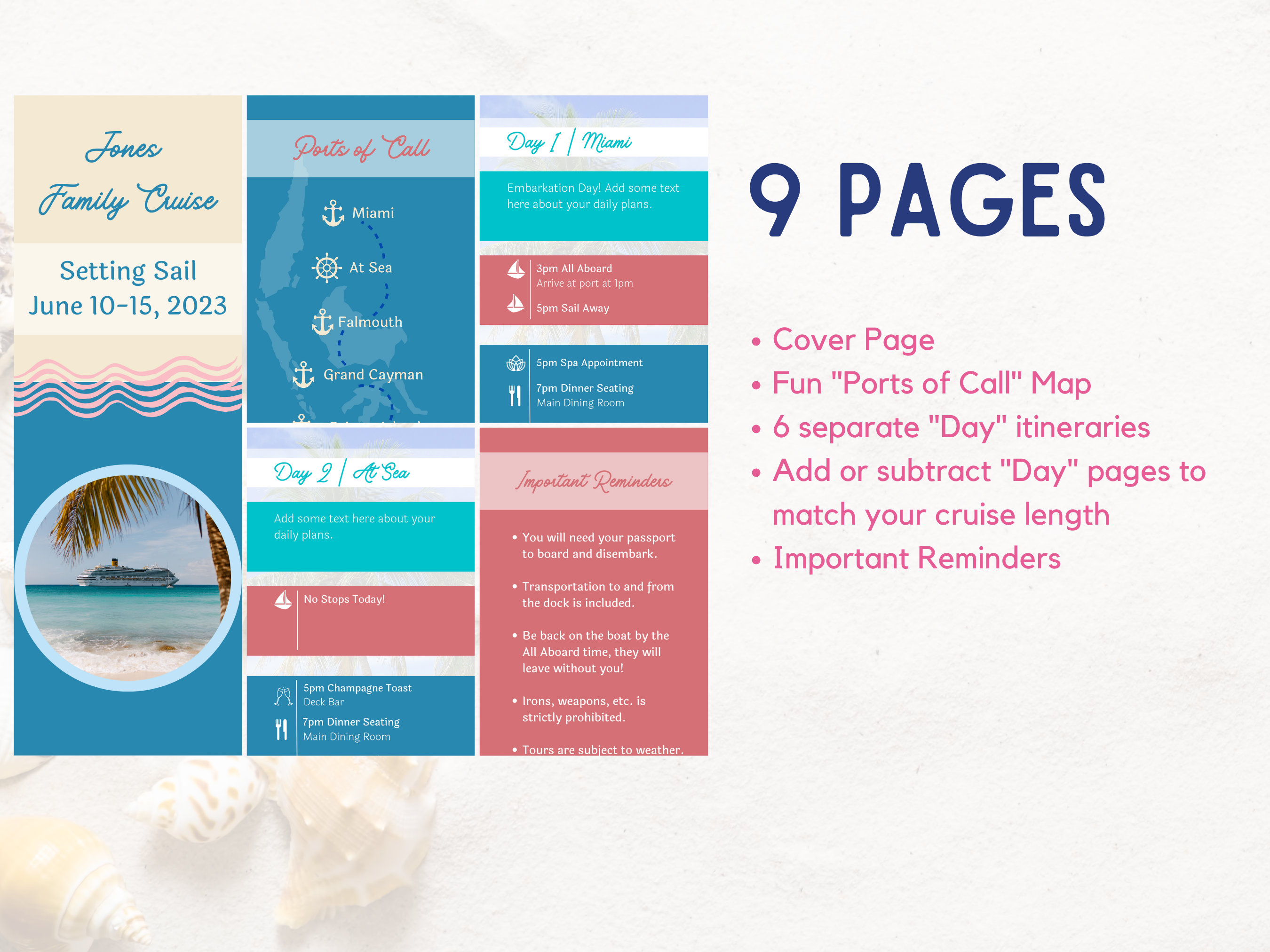 Cruise Itinerary Template: Mobile Vacation Planner (digital Download ...