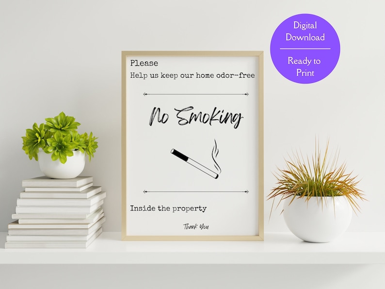No Smoking Sign | Keep Our Home Odor Free | Ready to Print - Etsy