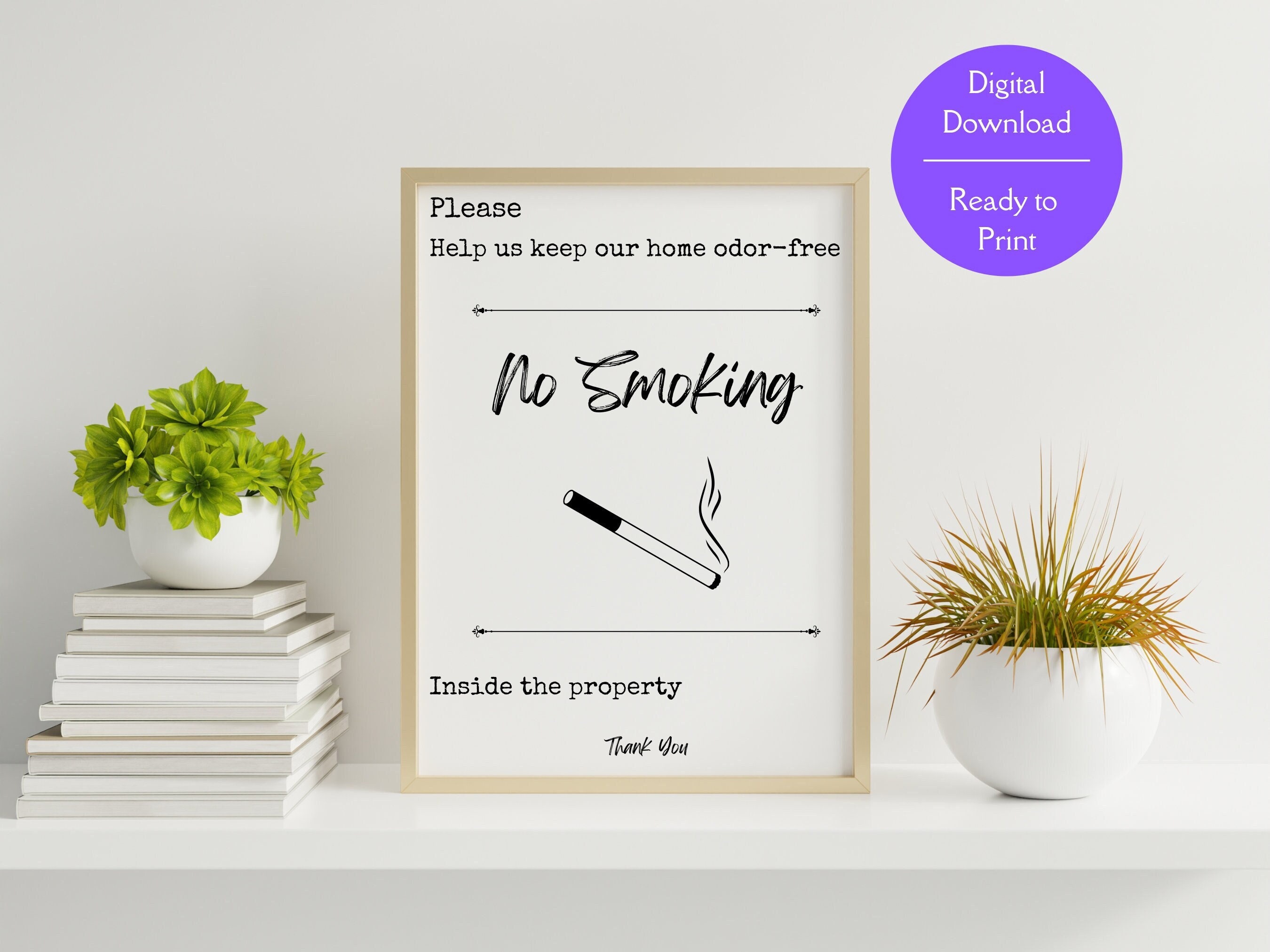 No Smoking Sign | Keep Our Home Odor Free | Ready to Print - Etsy