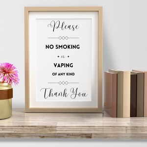 No Smoking Sign | Please No Smoking or Vaping Sign | Ready to Print - Etsy