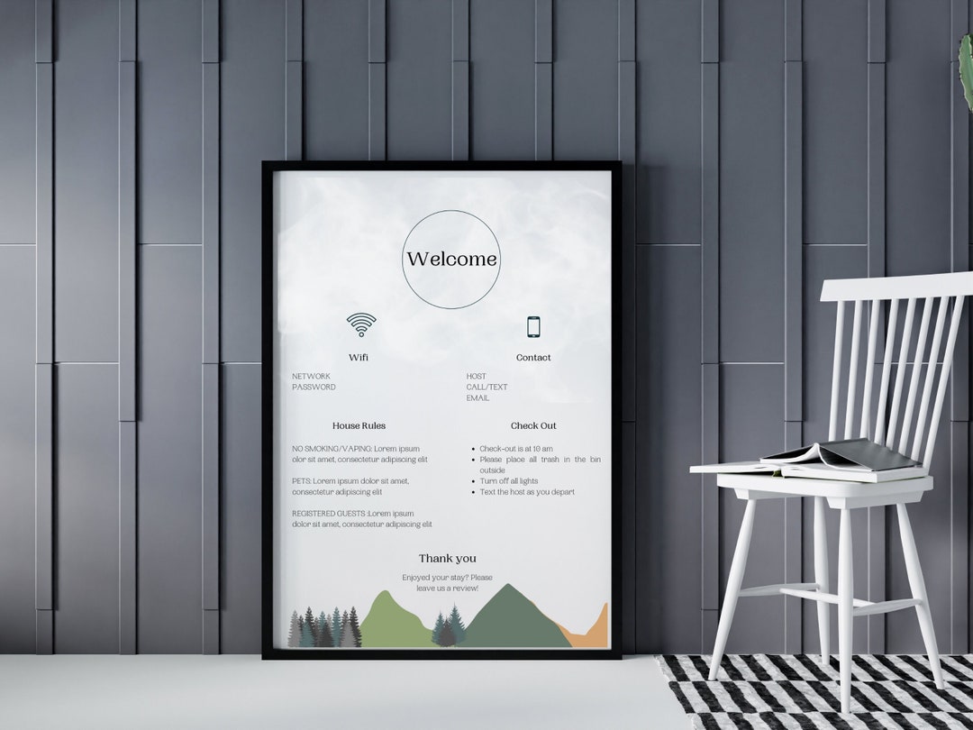 Mountain Airbnb Welcome Sign, Vacation Rental Printable, Short Term ...