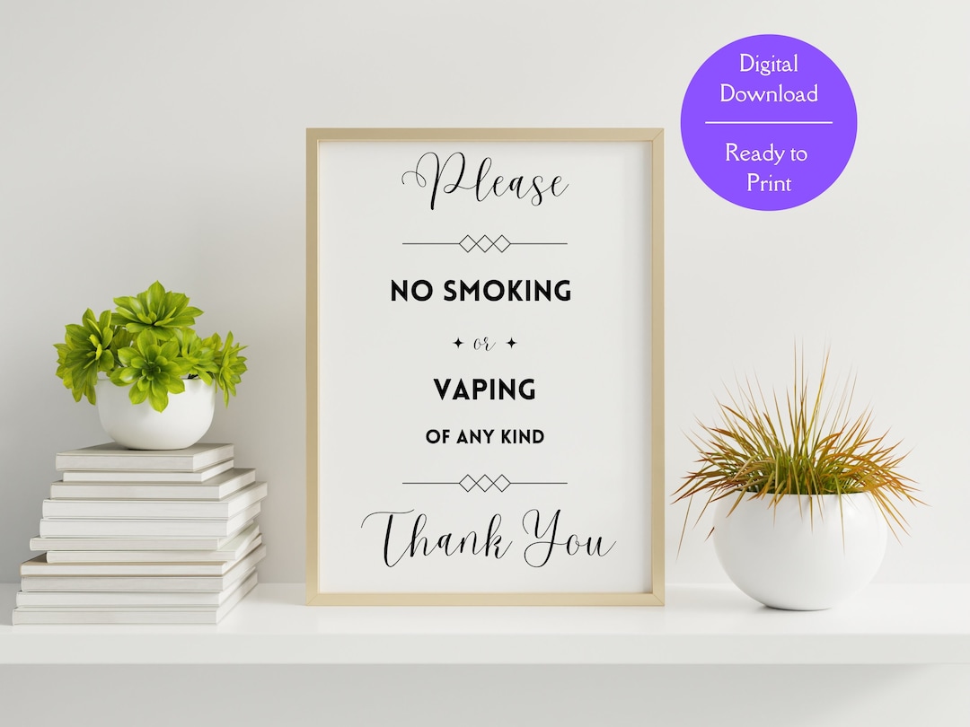 No Smoking Sign | Please No Smoking or Vaping Sign | Ready to Print - Etsy
