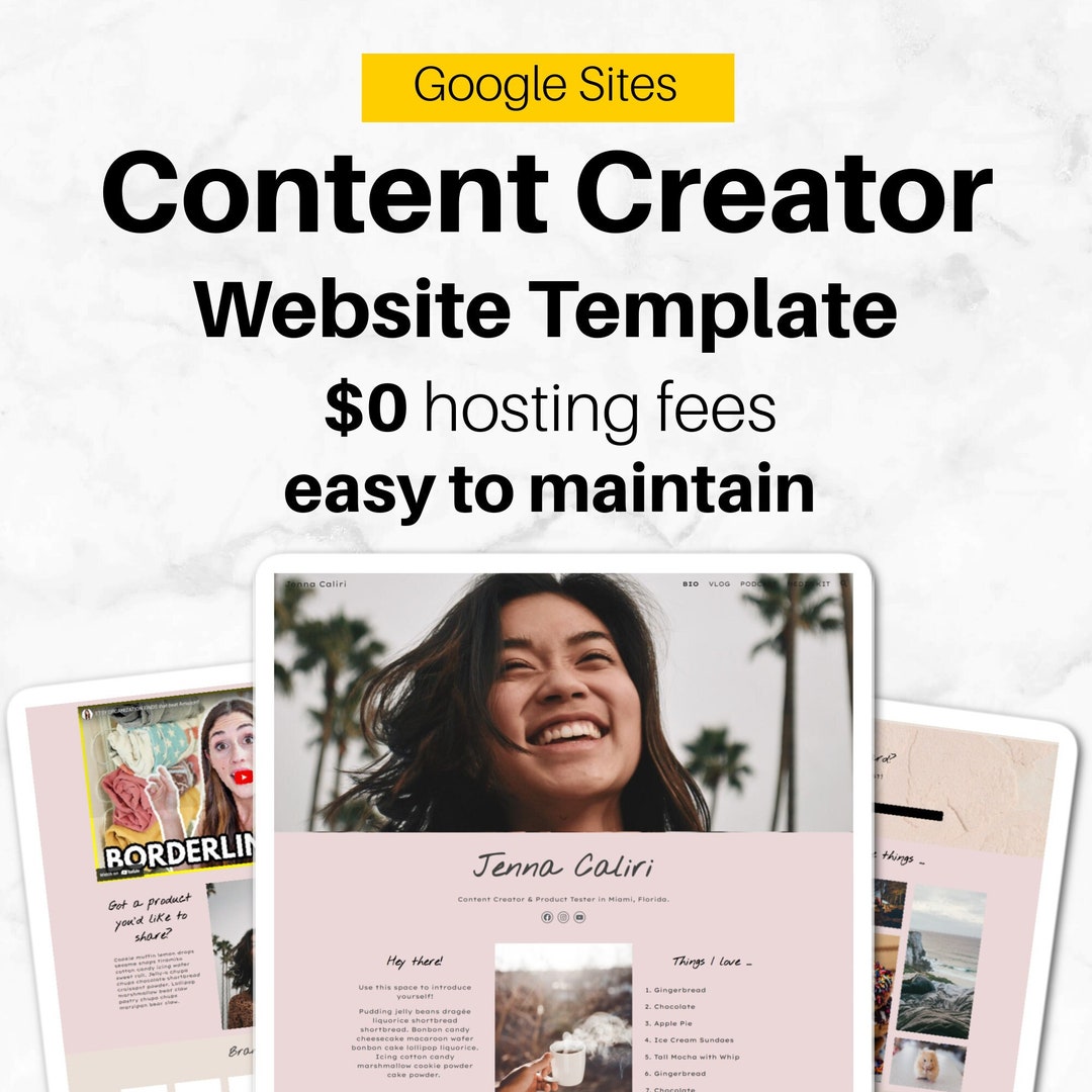 CONTENT CREATOR Website Template | Google Sites | Vlog, Blog, Product ...