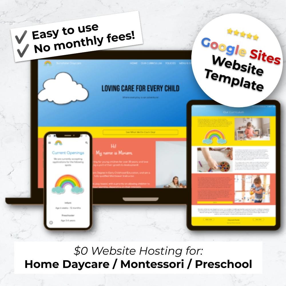 Daycare Website | Google Sites Template | for School, Home Daycare ...