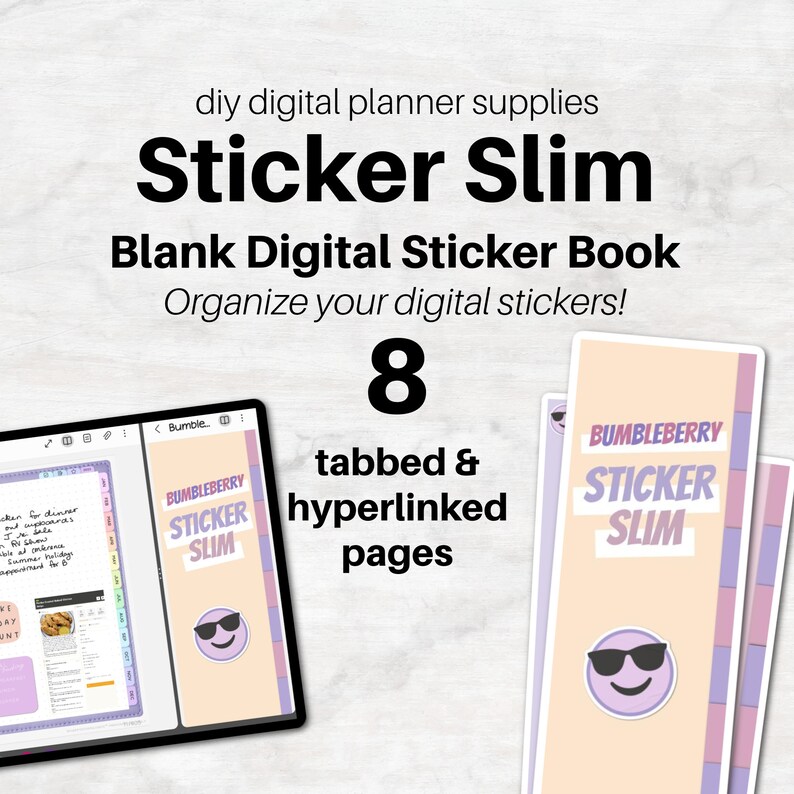 STICKER BOOK (blank) for Digital Planning | Bumbleberry Sticker Slim ...