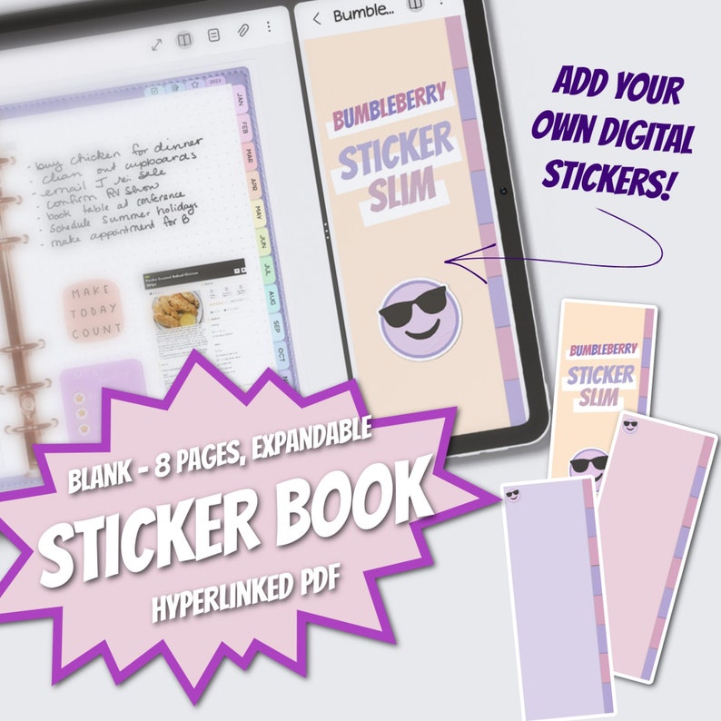 STICKER BOOK (blank) for Digital Planning | Bumbleberry Sticker Slim ...