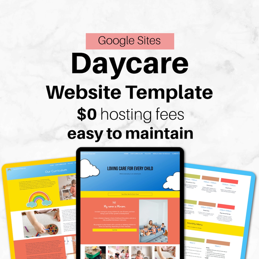 Daycare Website | Google Sites Template | for School, Home Daycare ...