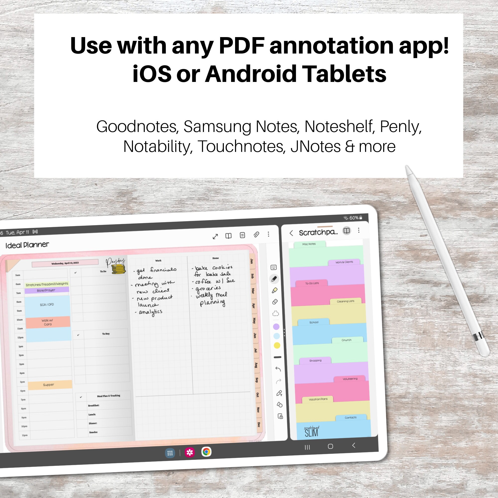 SCRATCHPAD SLIM (blank) for Digital Planning | Spring Colors Notepad ...