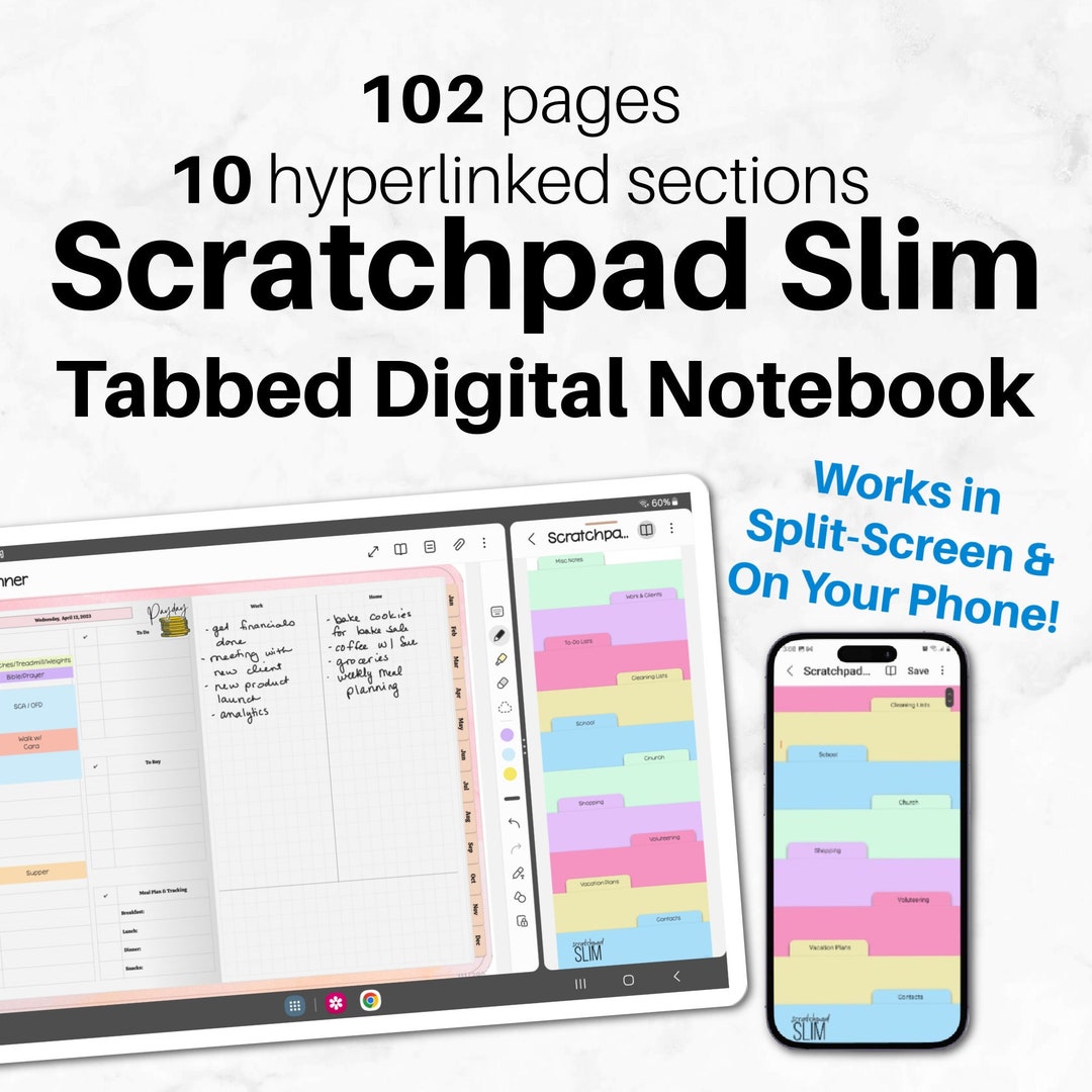 SCRATCHPAD SLIM (blank) for Digital Planning | Spring Colors Notepad ...