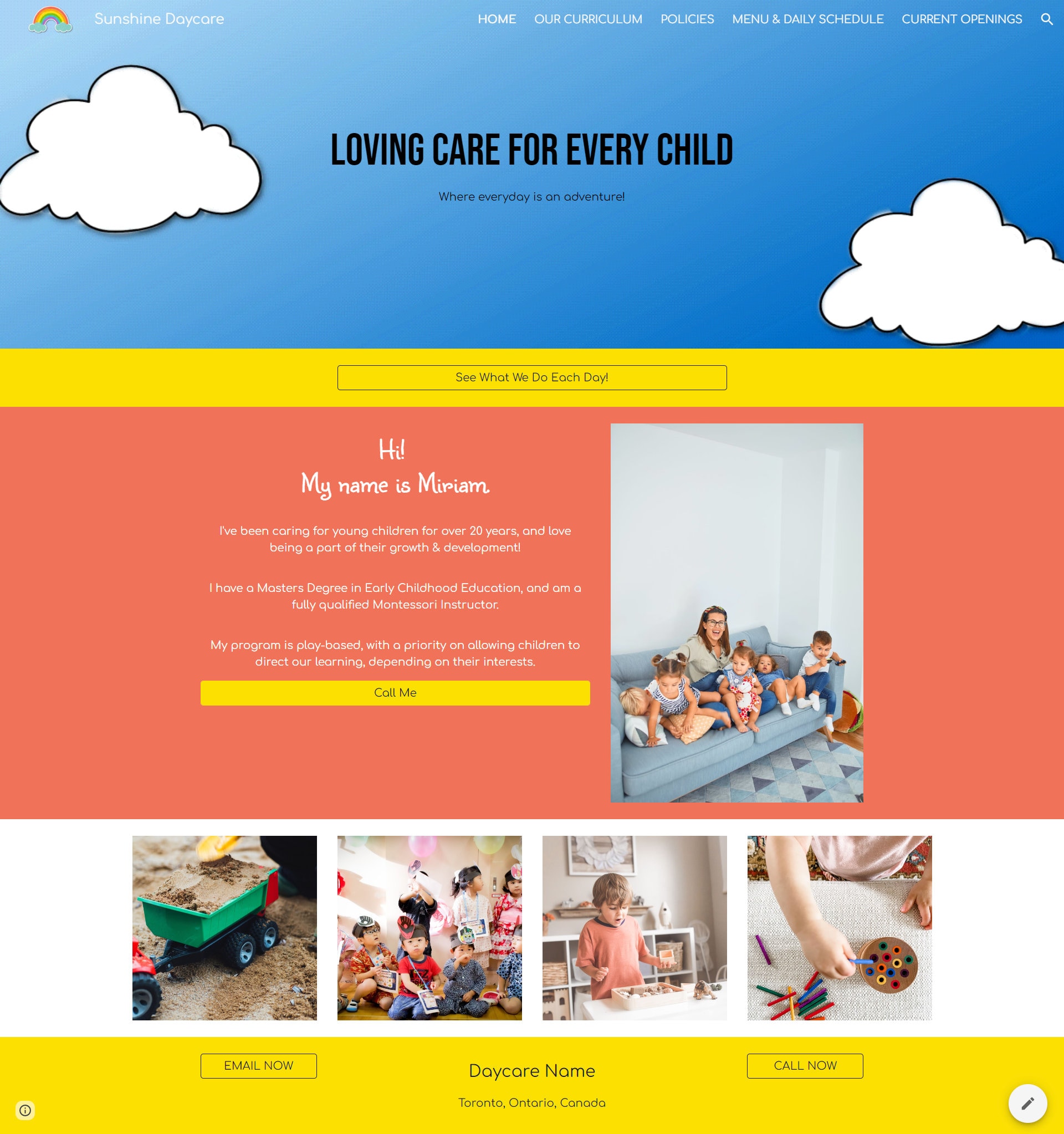 Daycare Website | Google Sites Template | for School, Home Daycare ...