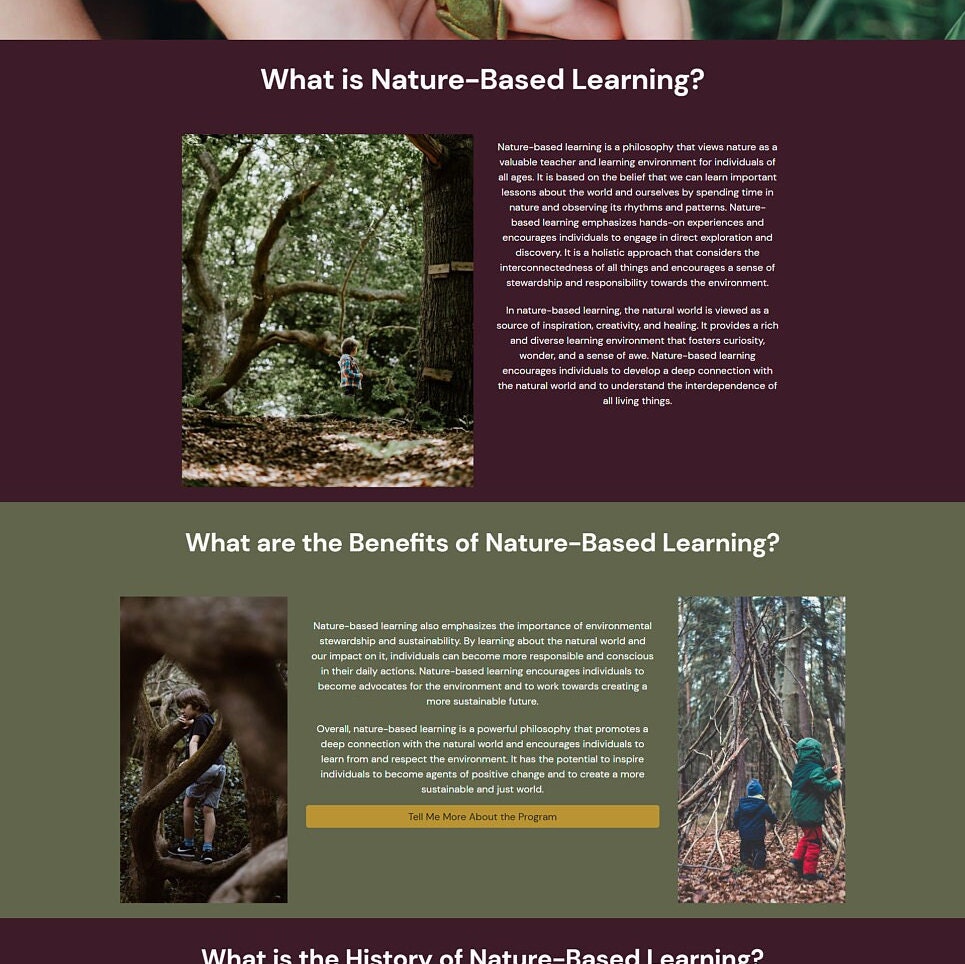 FOREST SCHOOL Website Template | Google Sites | for Nature-based ...