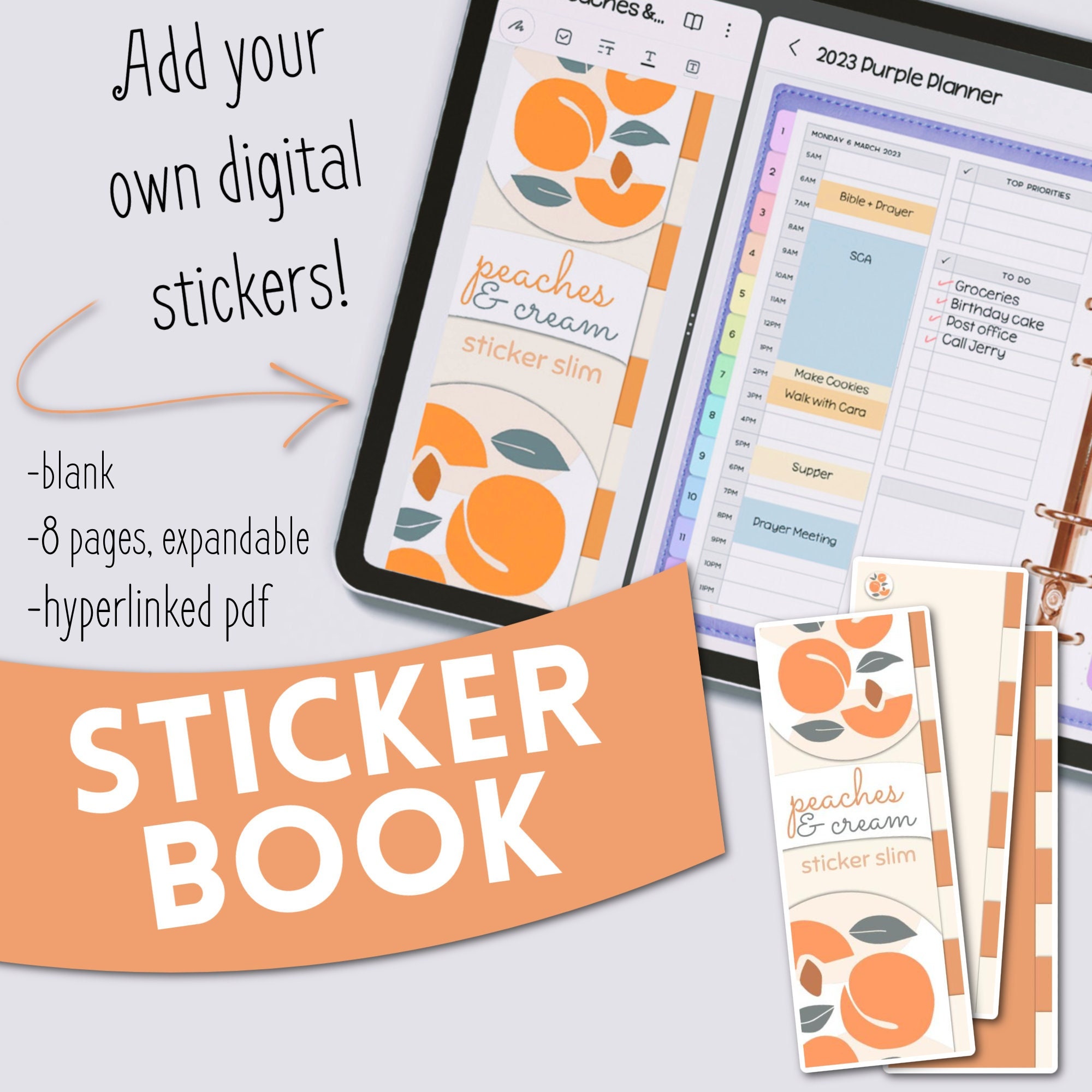 STICKER BOOK (blank) for Digital Planning | Peaches & Cream Sticker ...