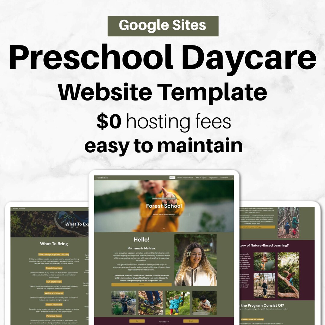 FOREST SCHOOL Website Template | Google Sites | for Nature-based ...