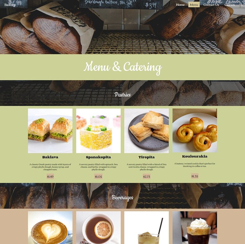 BAKERY Website TEMPLATE | Greek, Baked Goods, Coffee Shop, Donuts ...