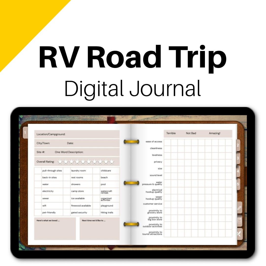 RV TRIP Roadtrip Digital Planner Log | Hyperlinked PDF | Rv Camping ...