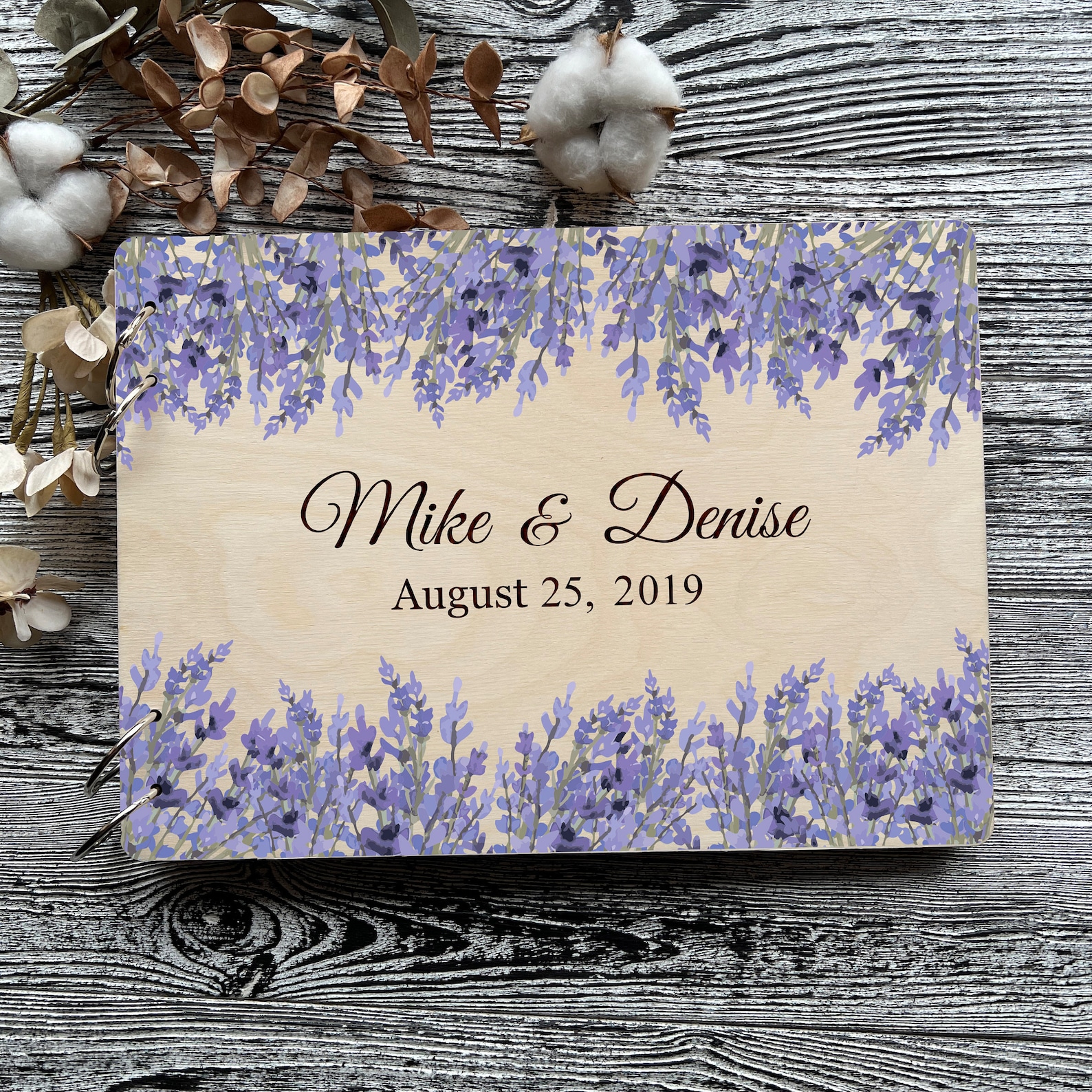 Purple Lavender Wedding Guest Book Wildflowers Wedding Stuff Custom ...