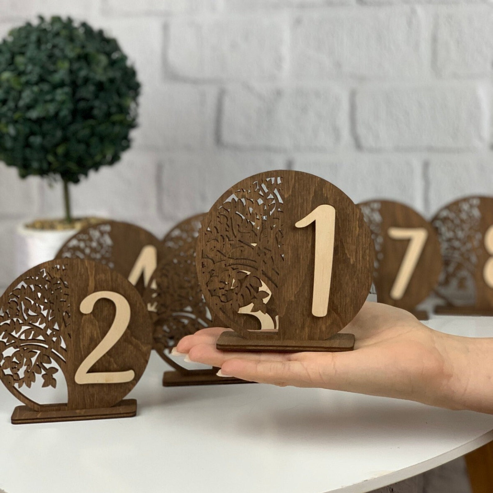 Elegant Wooden Table Numbers Set Wedding 3D Table Sign Party Decor ...
