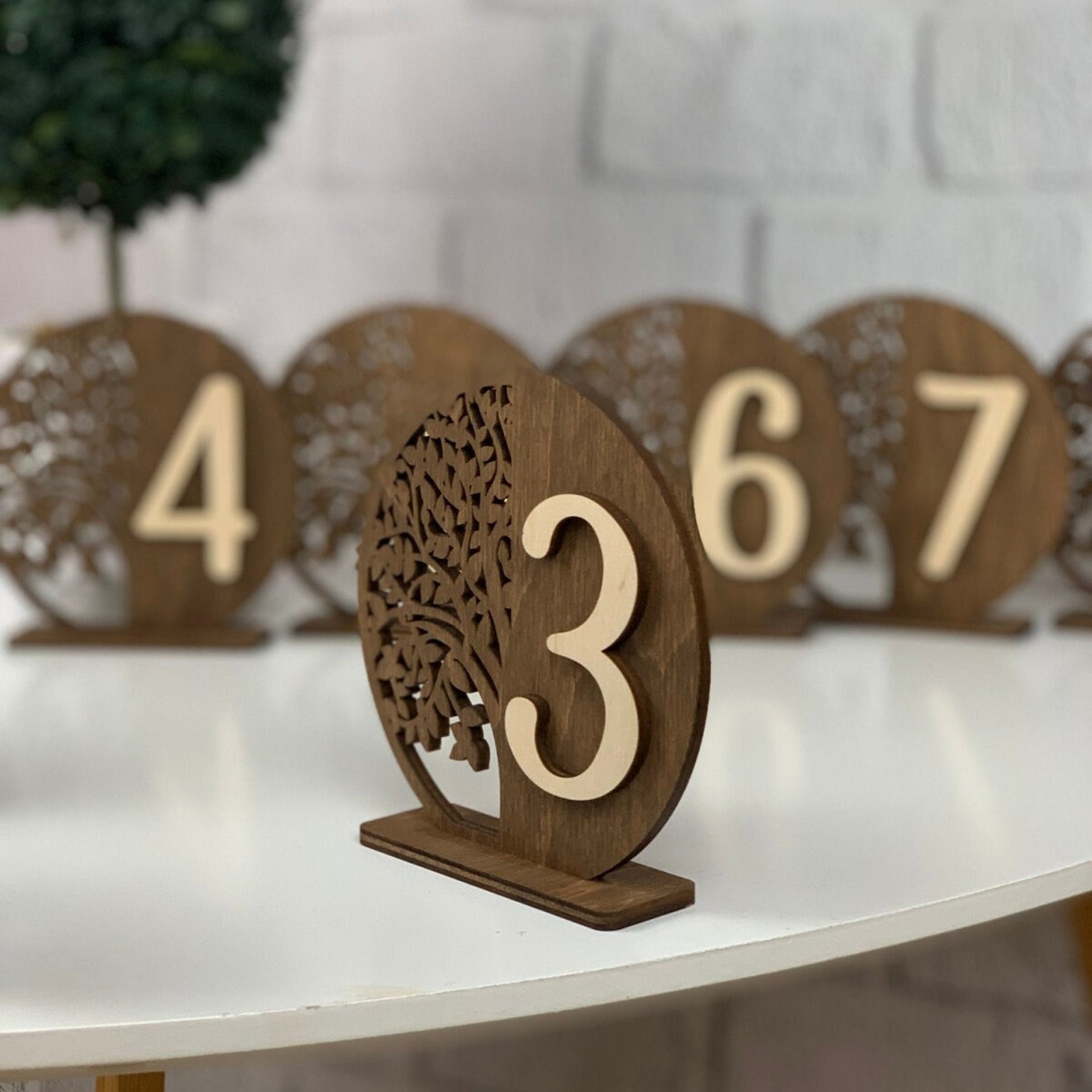 Elegant Wooden Table Numbers Set Wedding 3D Table Sign Party Decor ...