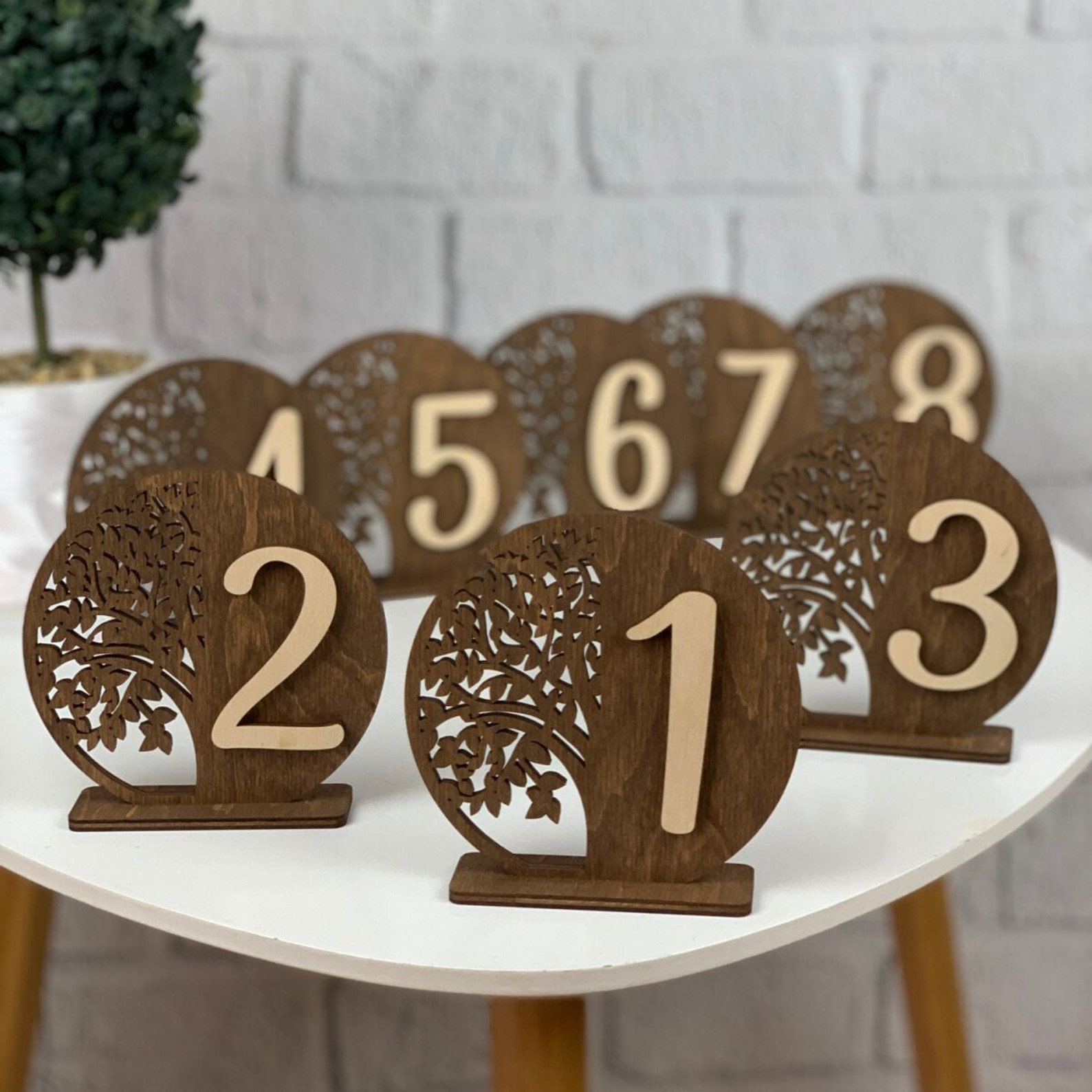 Elegant Wooden Table Numbers Set Wedding 3D Table Sign Party Decor ...