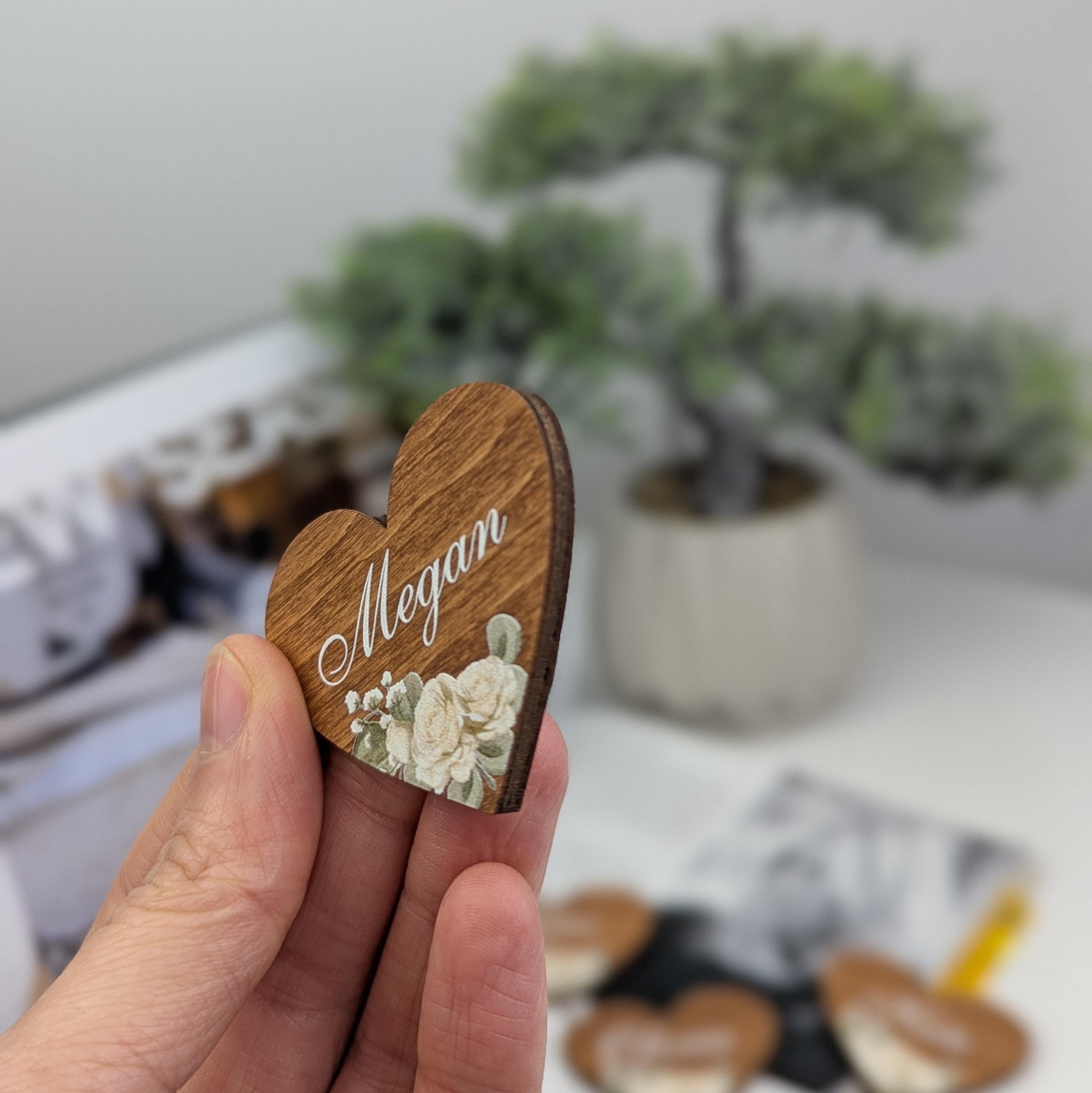 Set of Wedding Guest Names Custom Place Card Floral Wood Table Setting ...