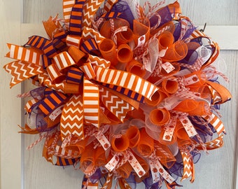 Clemson Tigers Wreath Clemson University Wreath Clemson Football Wreath Fighting Tigers Wreath ...