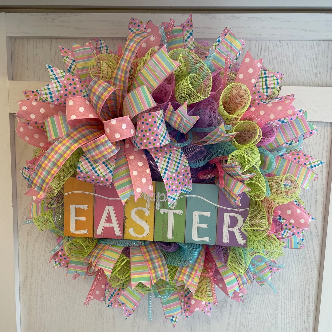 Colorful Happy Easter Wreath - Etsy