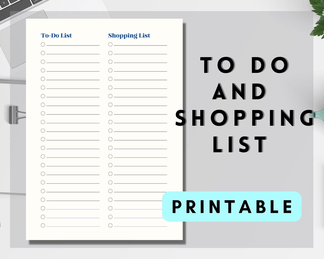 To Do List Shopping List Printable List Shopping and to Do List Planner ...