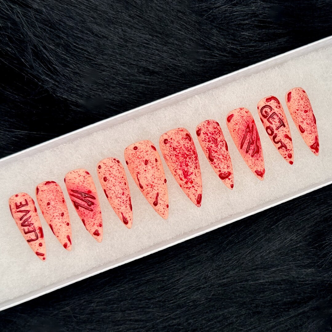 Crimson Massacre Press on Nails Custom Shape / Size Spooky Halloween ...
