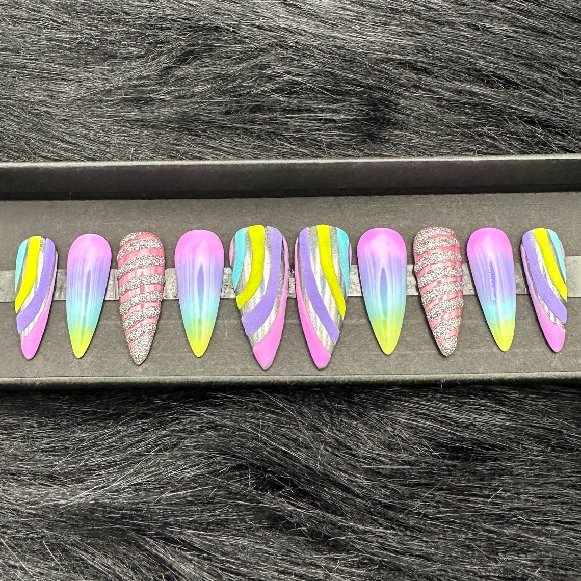 Unicorn Press on Nails Custom Shape / Size Pastel Glue on - Etsy