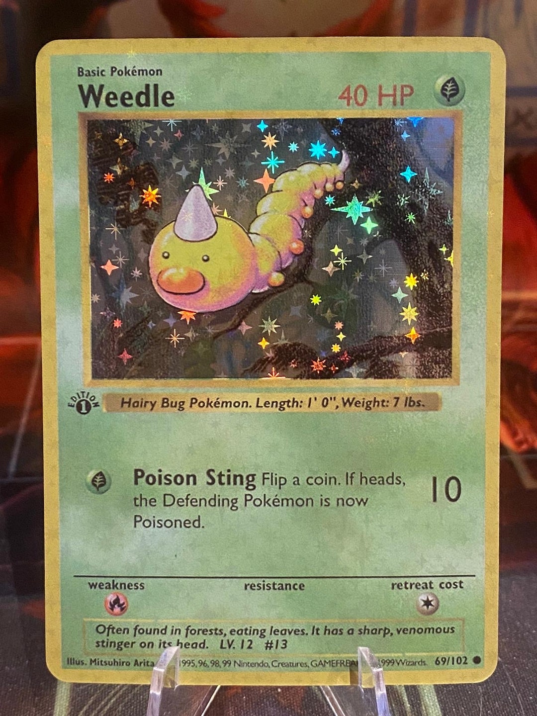 Weedle 69/102 Jungle Fossil Base Set Pokemon Custom Card Holographic ...
