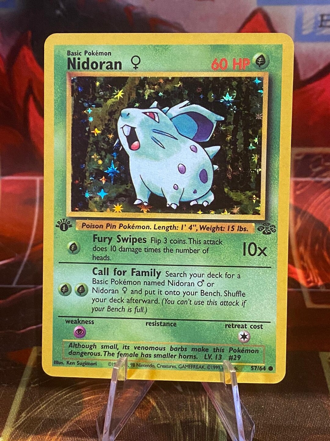 Nidoran Jungle Fossil Base Set Pokemon Custom Card Holographic - Etsy