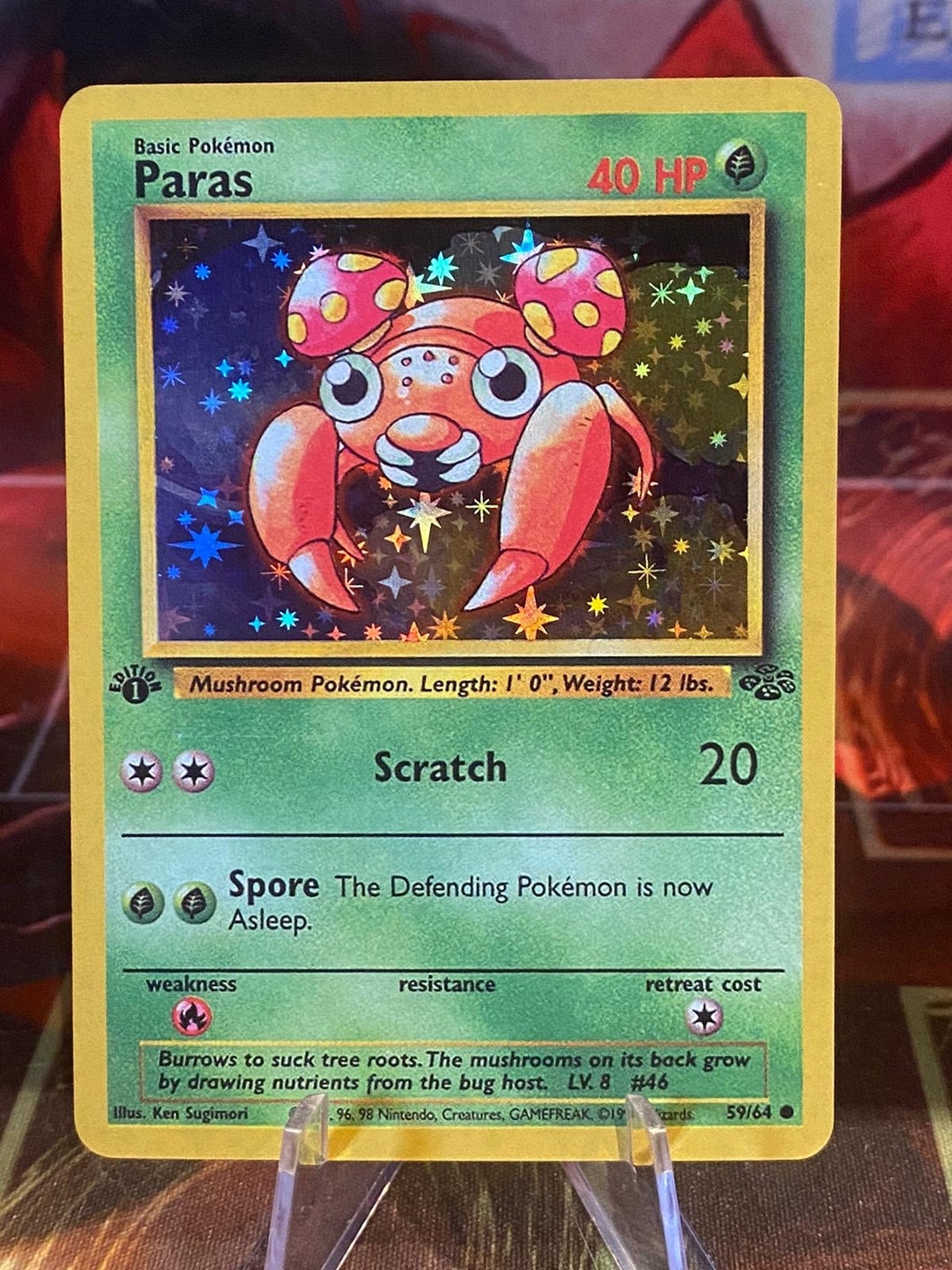 Paras Jungle Fossil Base Set Pokemon Custom Card Holographic 59/64 1999 ...